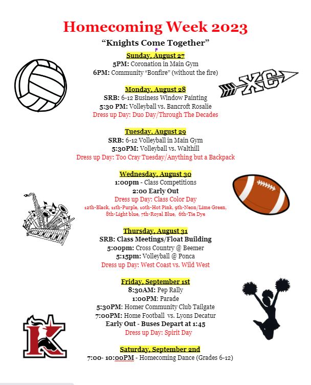 Homer Community Schools - Homecoming Schedule
